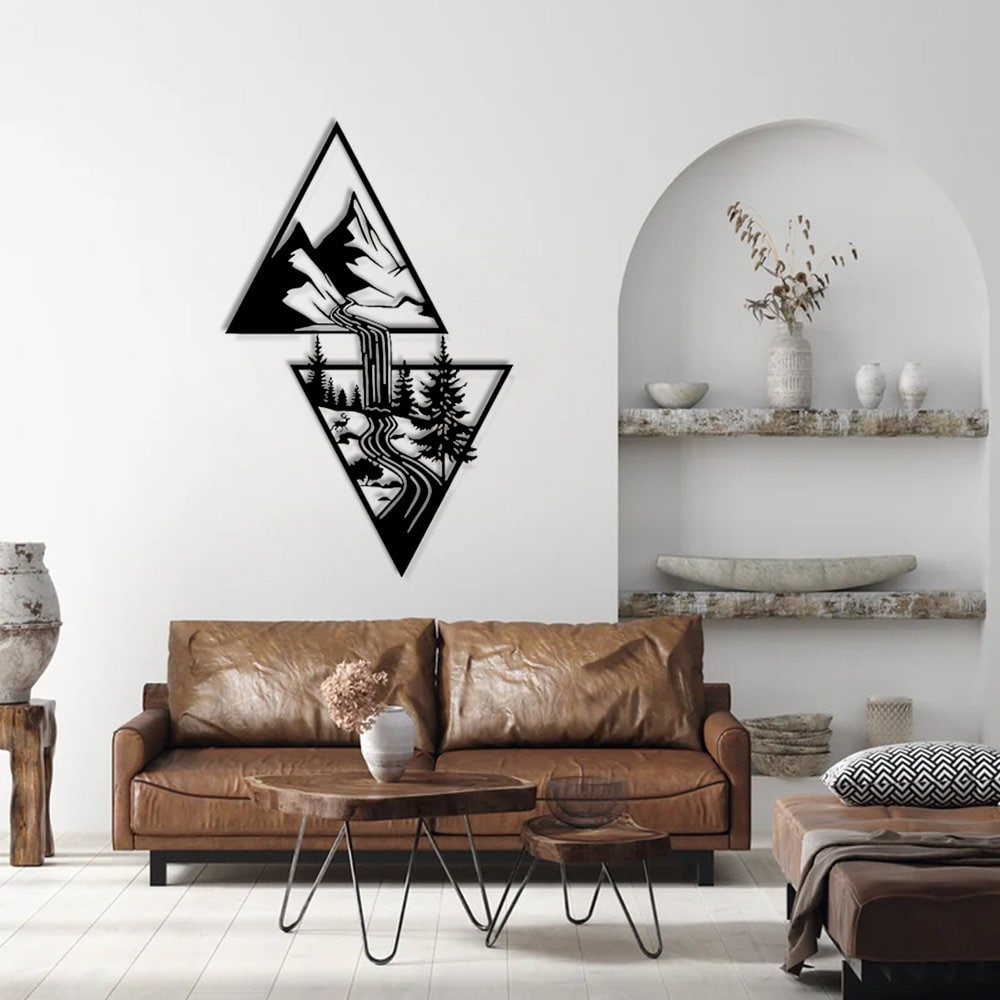 Waterfall Wall Decor Mountain Wall Signs Decorative Trees - Etsy