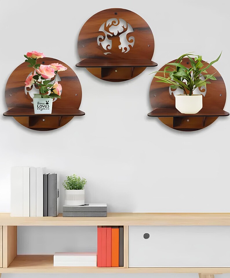 Round Wall Shelves, Geometric Shaped Wall Shelves, Decorative Wooden ...