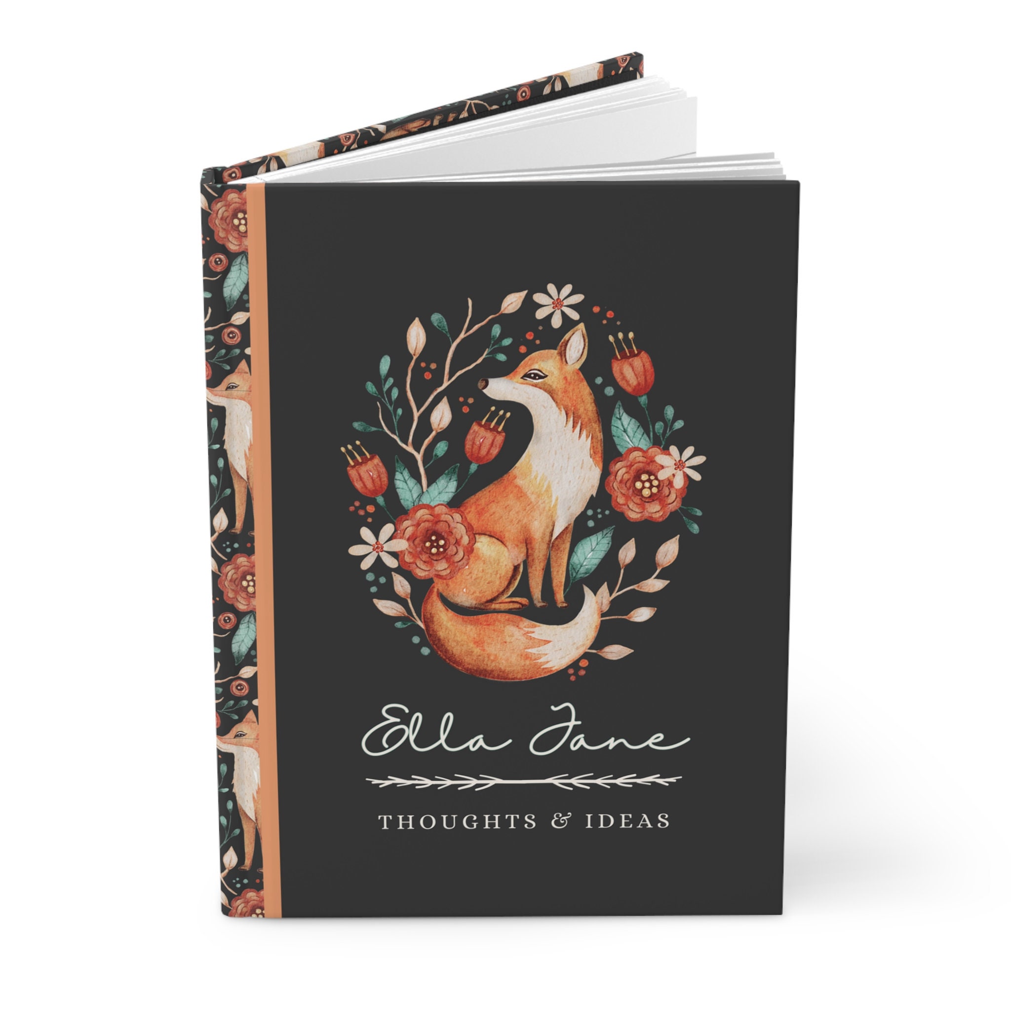Personalized Fox Journal Fox Gift Custom Name Notebook Personal Diary ...