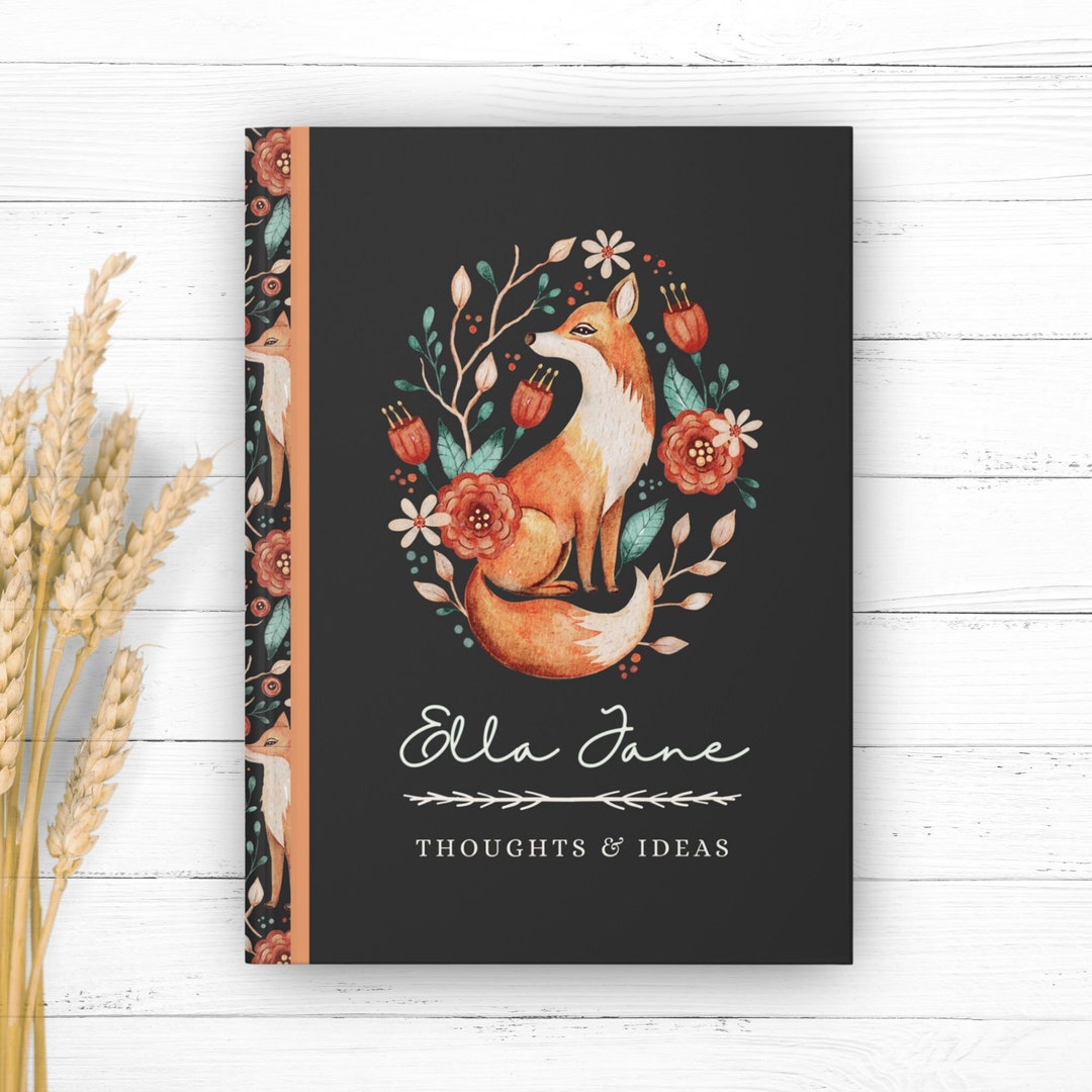 Personalized Fox Journal | Fox Gift | Custom Name Notebook | Personal ...