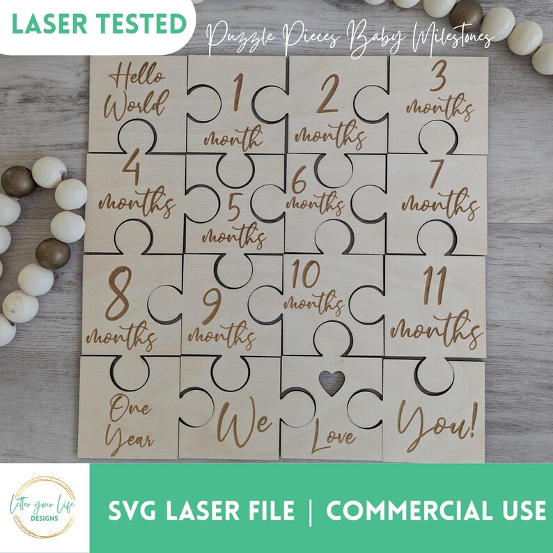 Puzzle Pieces Baby Milestone SVG File, Laser Cut Files - Etsy