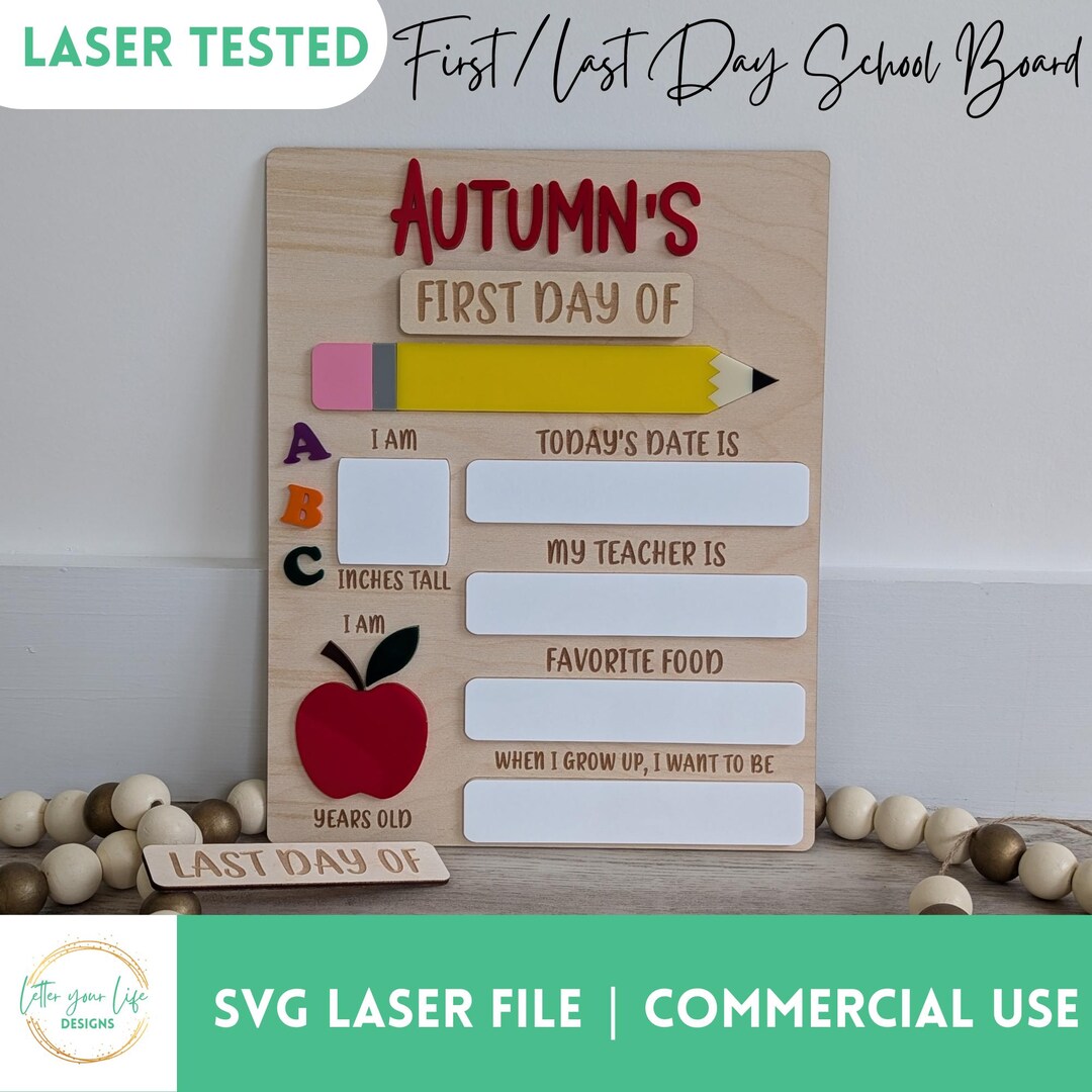 First Day of School Board SVG Laser File - Etsy