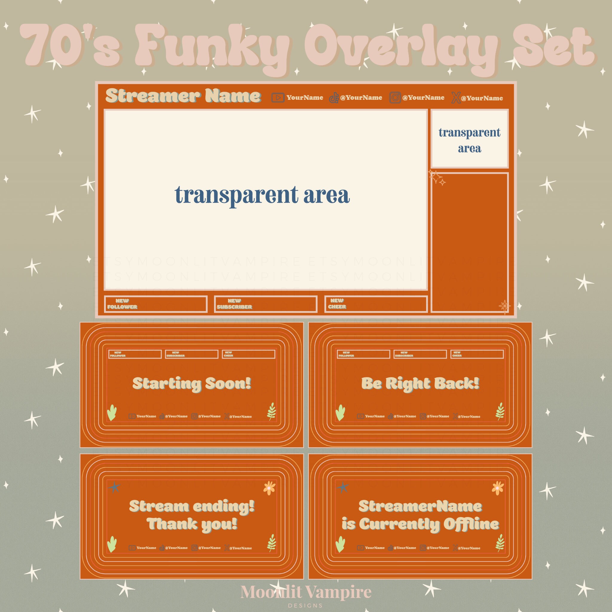 70's Funky Stream Overlay Set for Twitch, Facebook and Youtube - Etsy