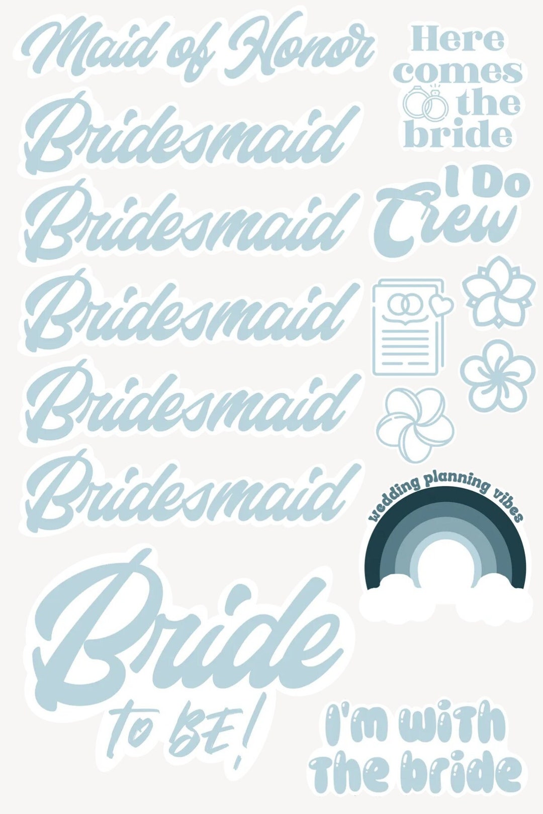 Bridal Party Sticker Sheet Custom Colors - Etsy