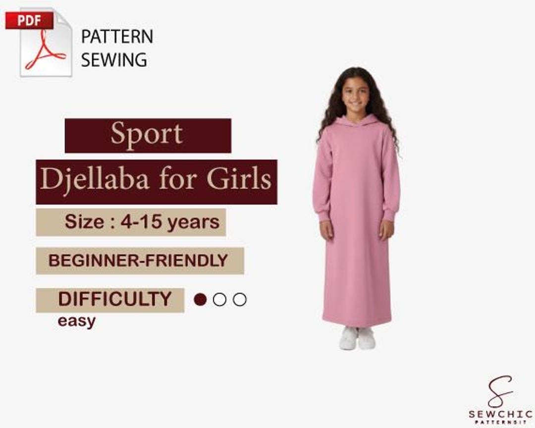 Girls' Sport Djellaba Sewing Pattern – Easy Athletic Design (PDF ...