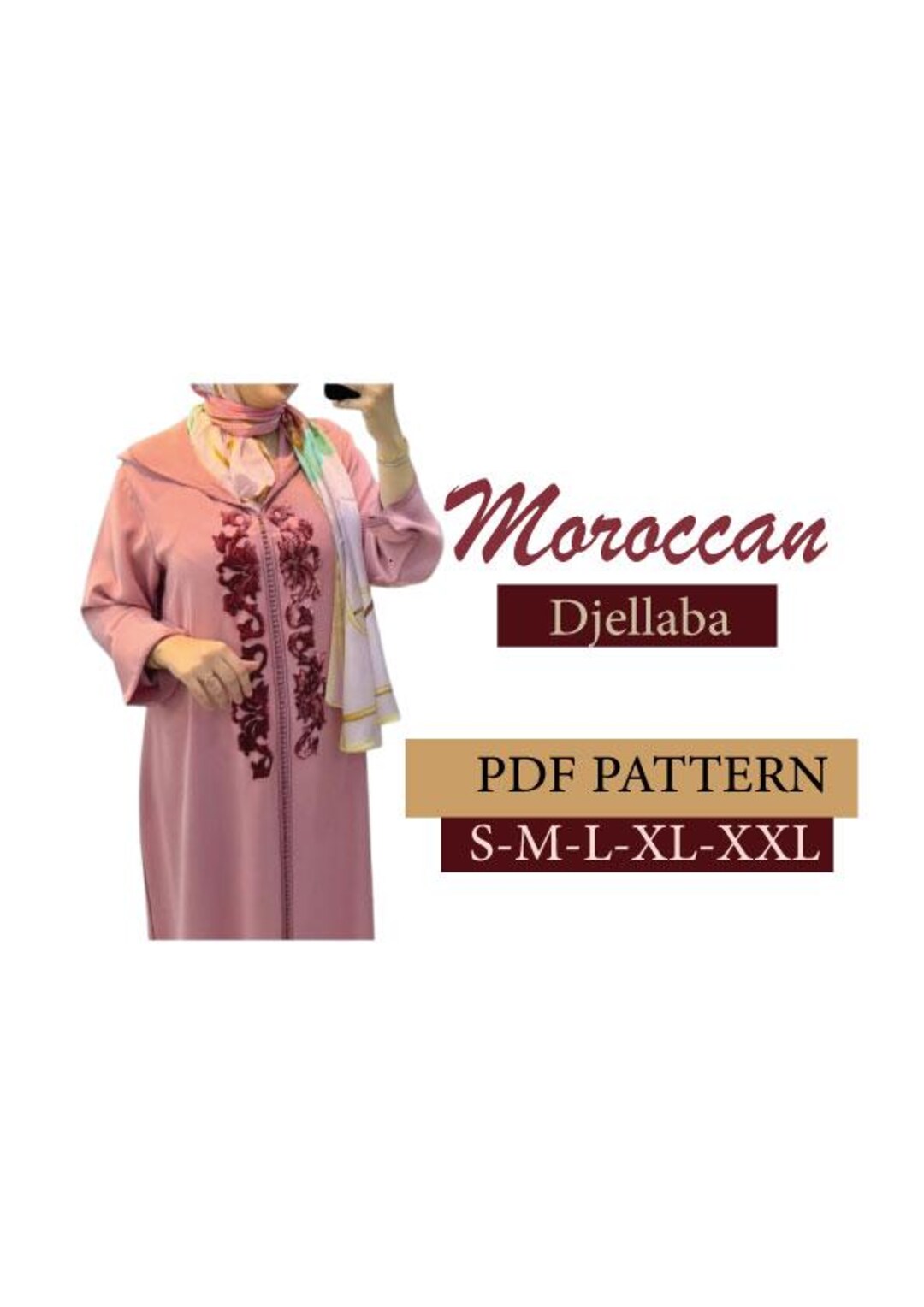 Women's Moroccan Djellaba Sewing Pattern, Size S-XXL (digital Download ...