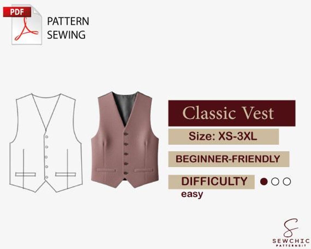Women's Classic Vest Sewing Pattern - PDF Instant Download-size Xs-3xl ...