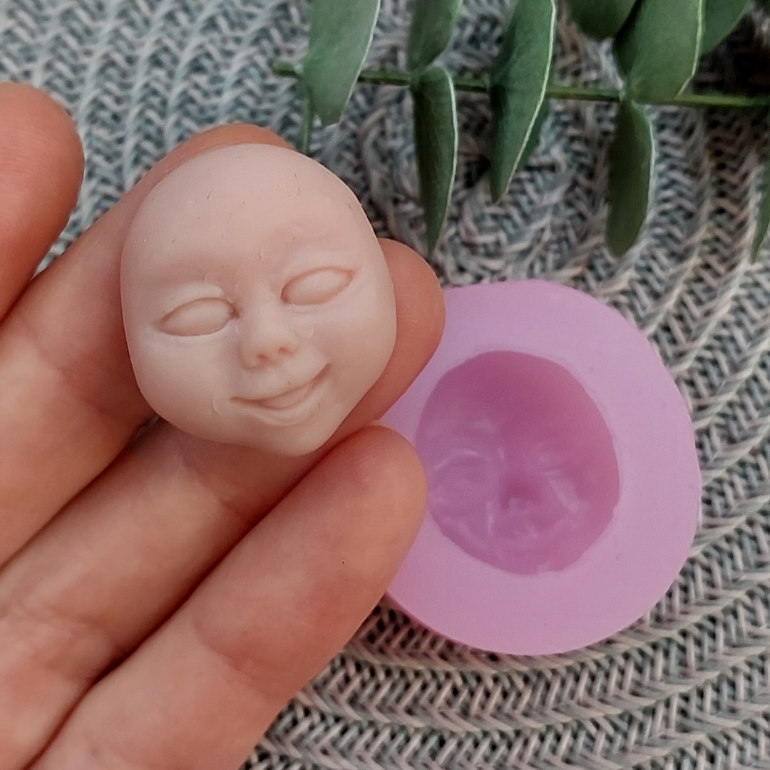 Silicone Face Mold, Silicone Mold Face of Doll for Clay, Doll Face Mold ...
