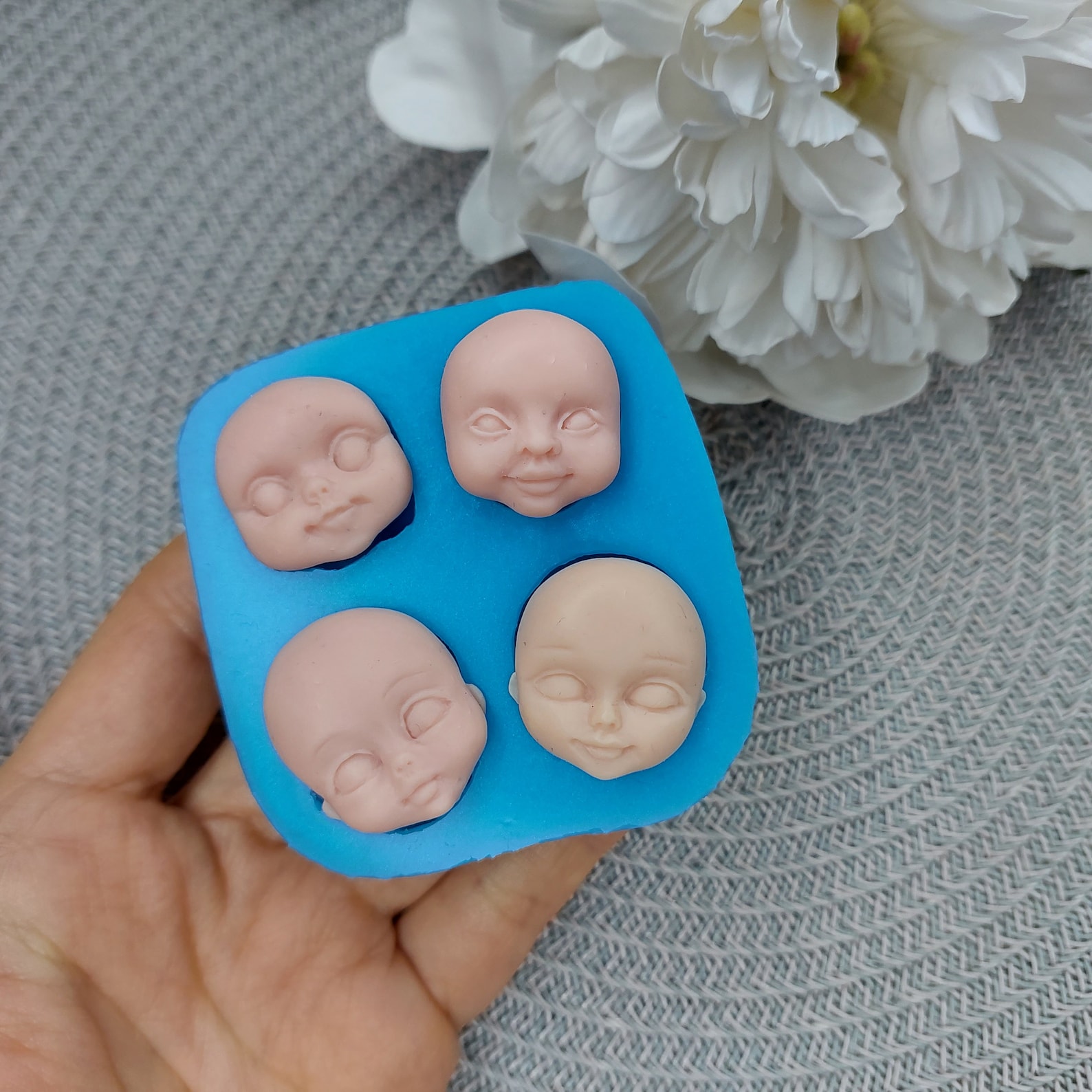 Doll Face Mold, Silicone Face Mold, Silicone Mold 4-faces of Doll for ...
