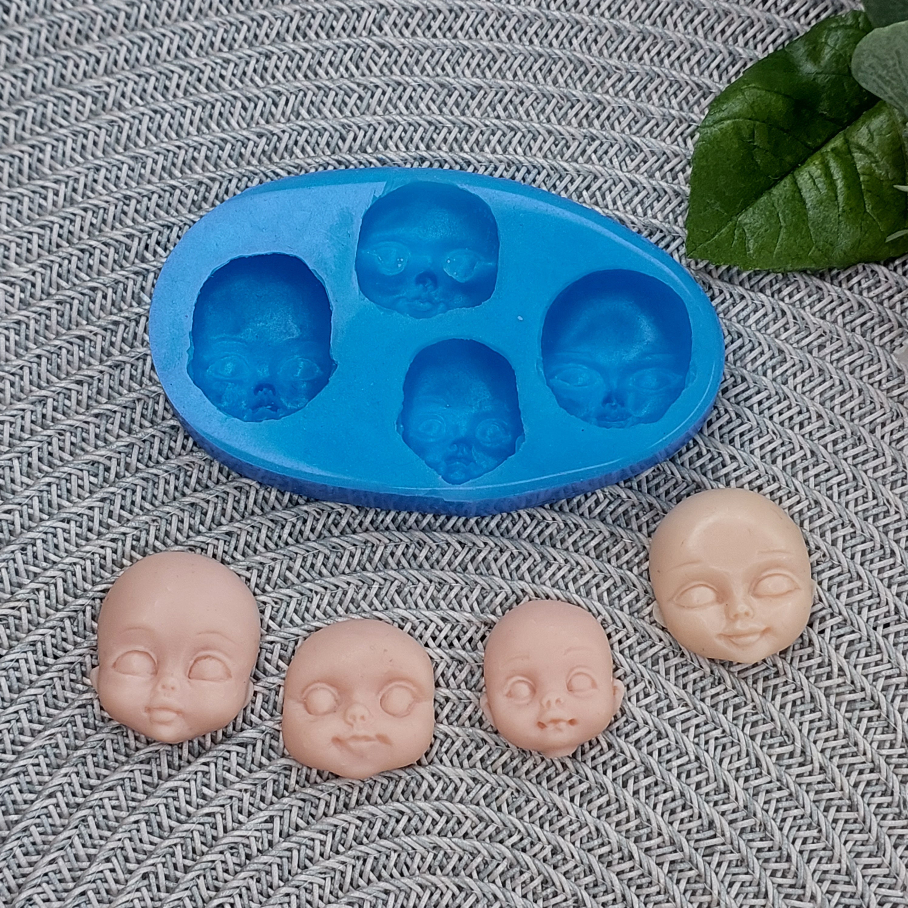 Silicone Face Mold, Silicone Mold 4-faces of Doll for Clay, Doll Face ...