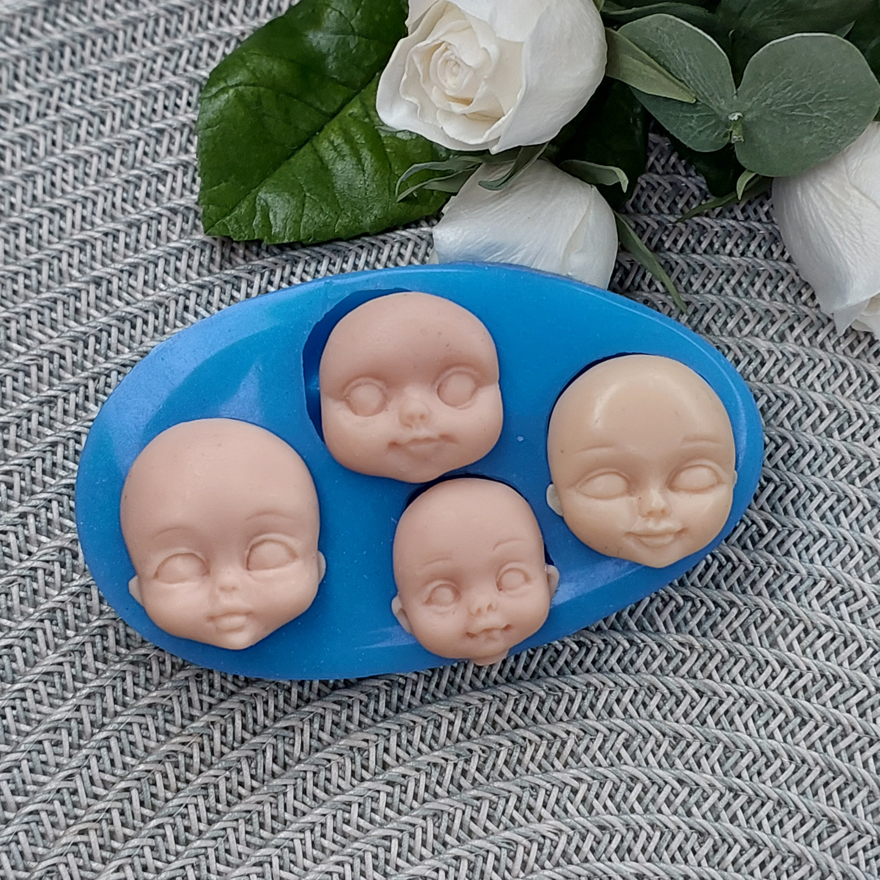Silicone Face Mold, Silicone Mold 4-faces of Doll for Clay, Doll Face ...