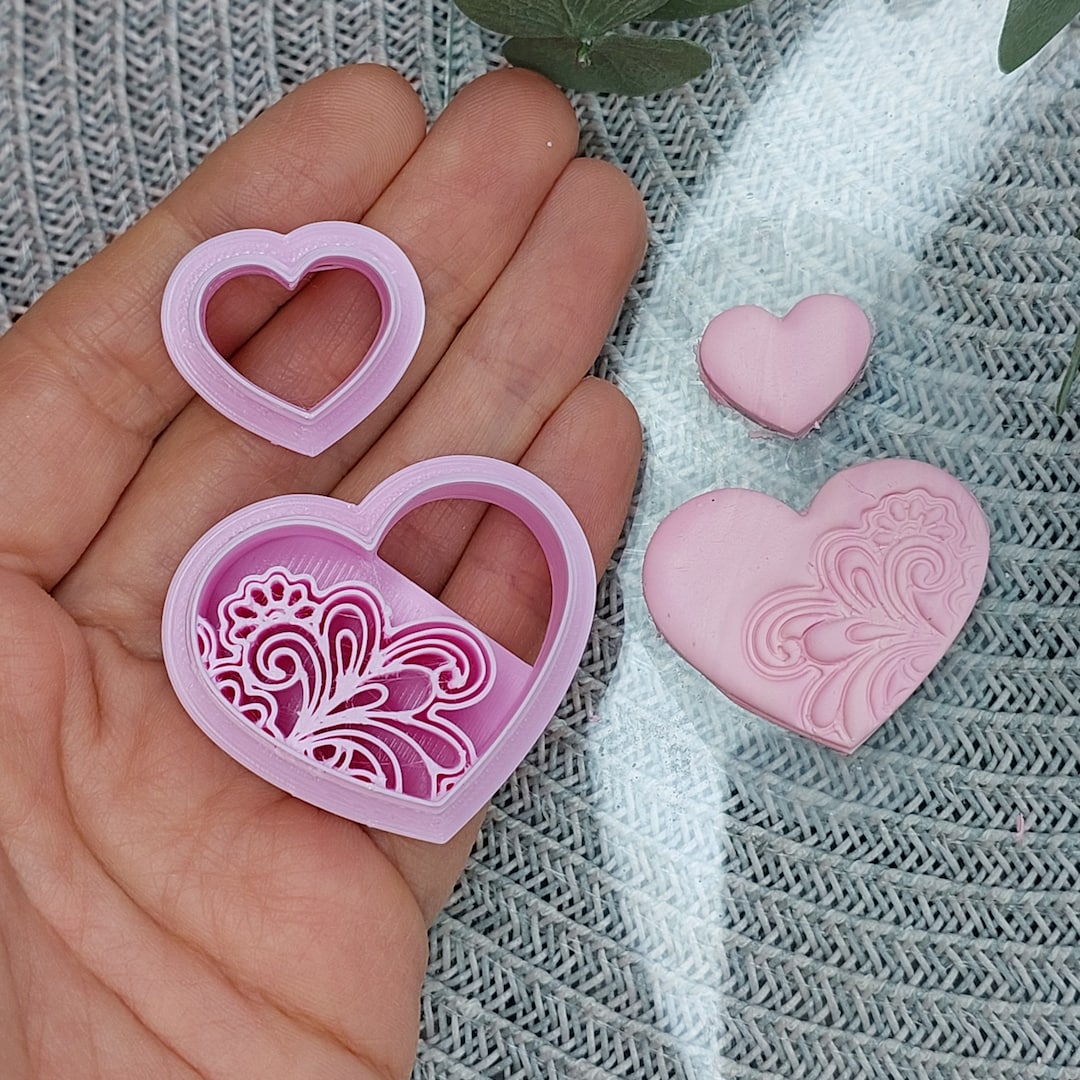 Love Heart Clay Cutter, Valentine Polymer Clay Cutters, Heart Shape ...