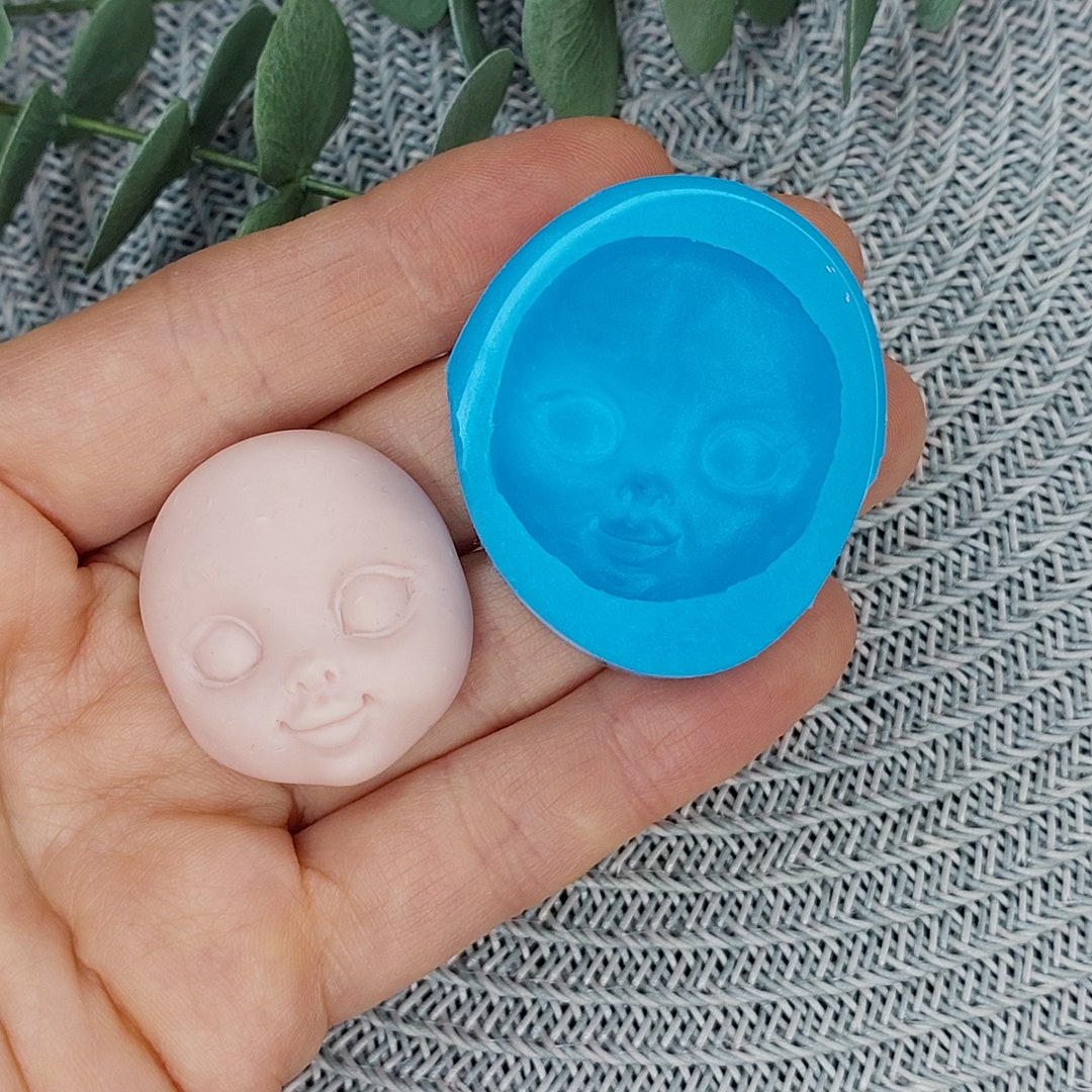 Silicone Face Mold, Silicone Mold Face of Doll for Clay, Doll Face Mold ...