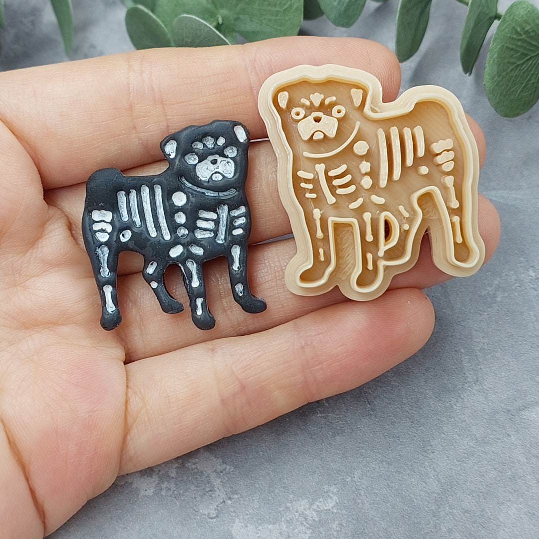 Clay Cutters Pug Dog Skeleton, Skeleton Dog Clay Cutter for Earring ...