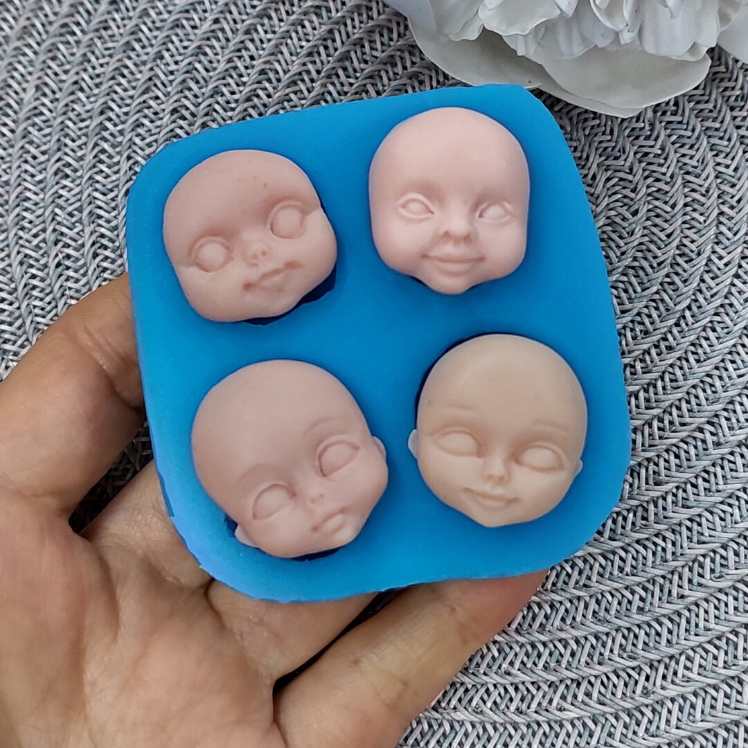 Silicone Face Mold, Silicone Mold 4-faces of Doll for Clay, Doll Face ...