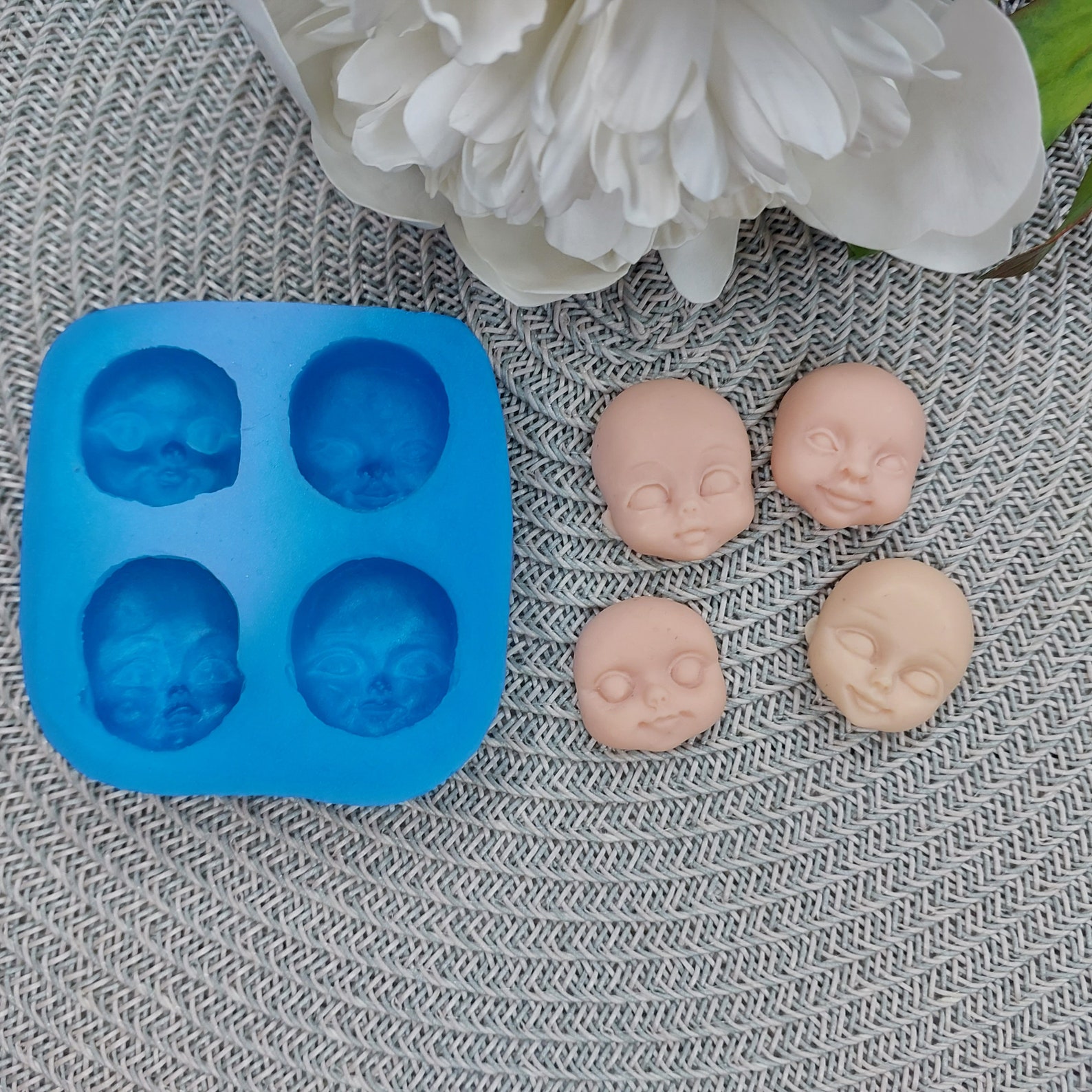 Doll Face Mold, Silicone Face Mold, Silicone Mold 4-faces of Doll for ...