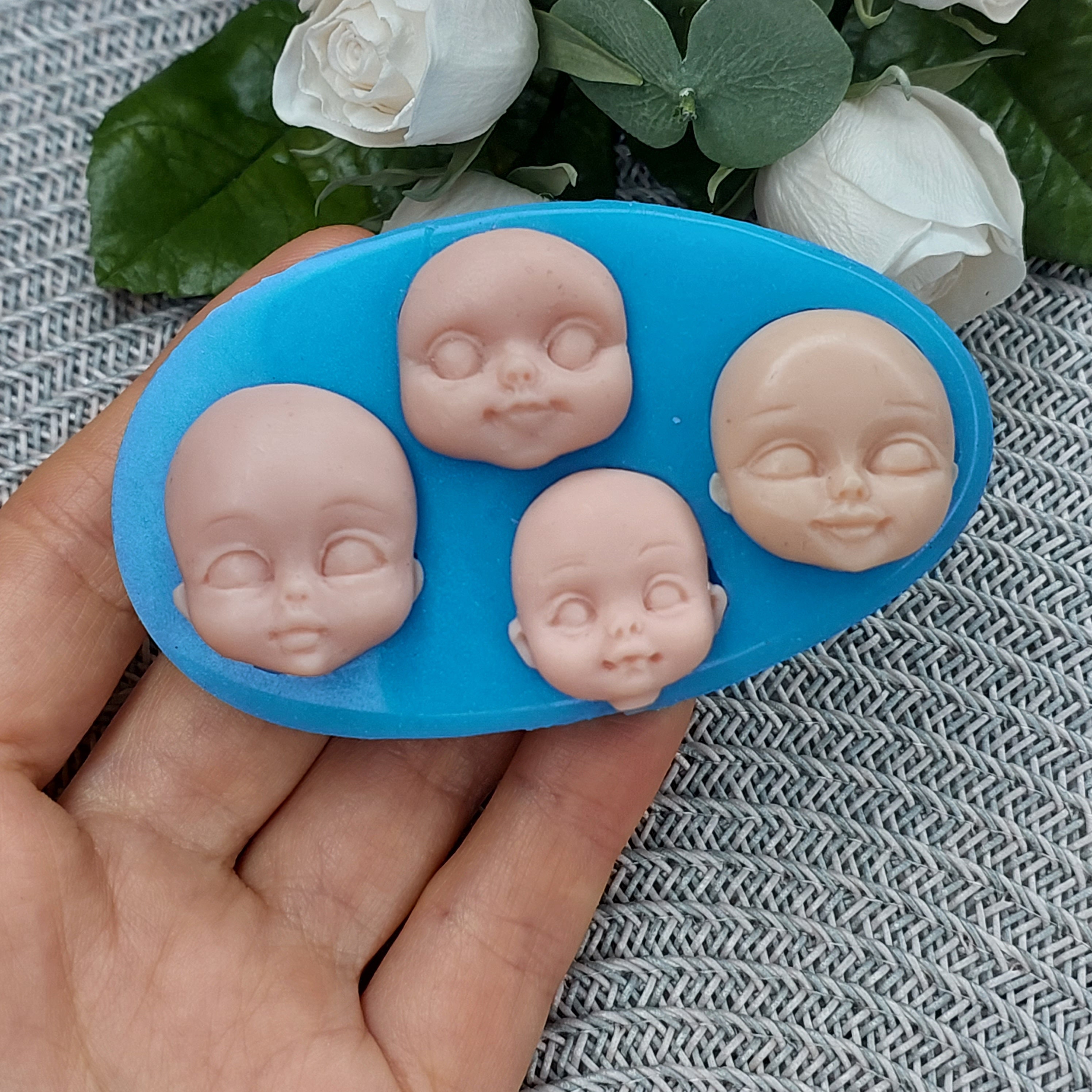 Silicone Face Mold, Silicone Mold 4-faces of Doll for Clay, Doll Face ...