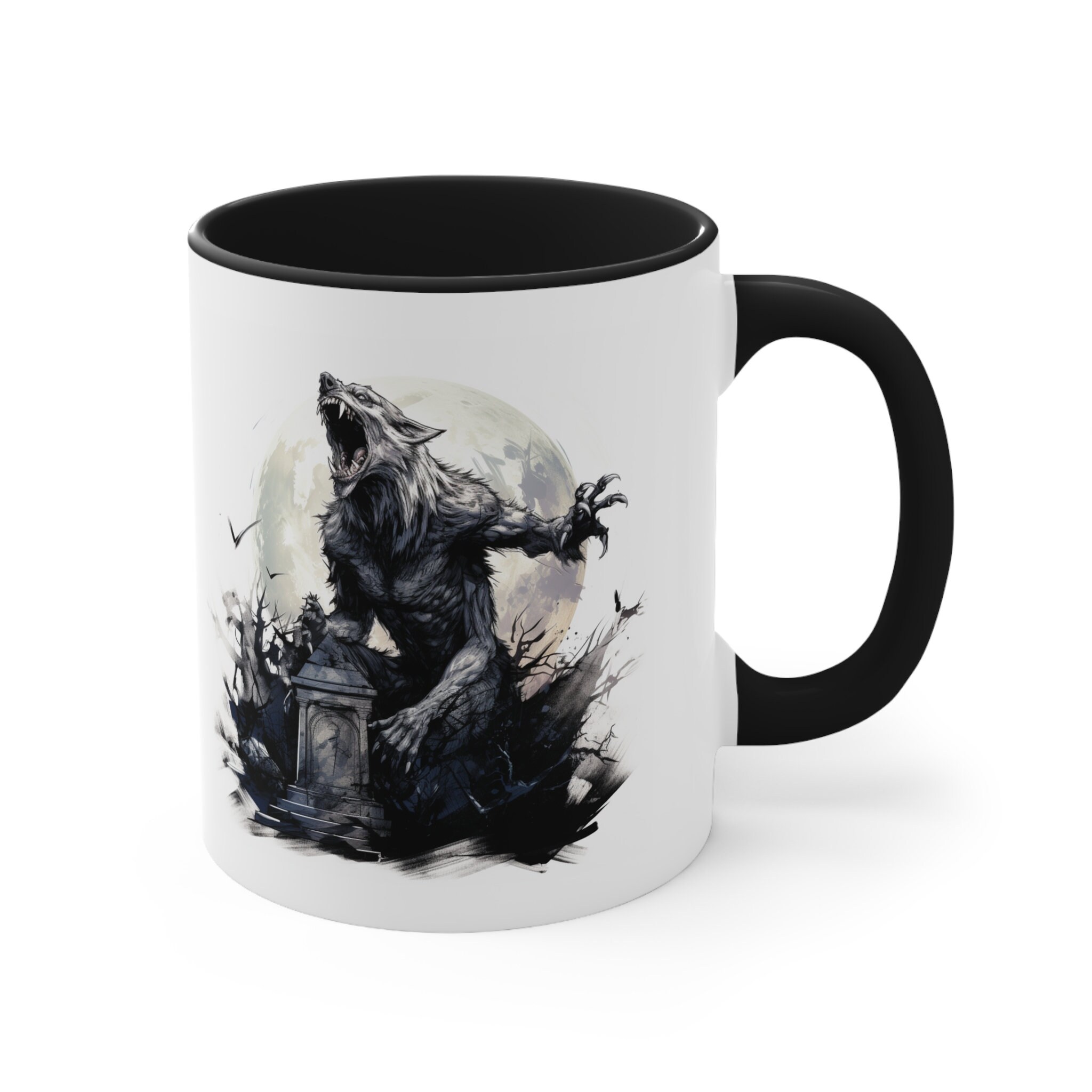 Ferocious Werewolf Under the Full Moon, Halloween Coffee Mug, 11oz - Etsy