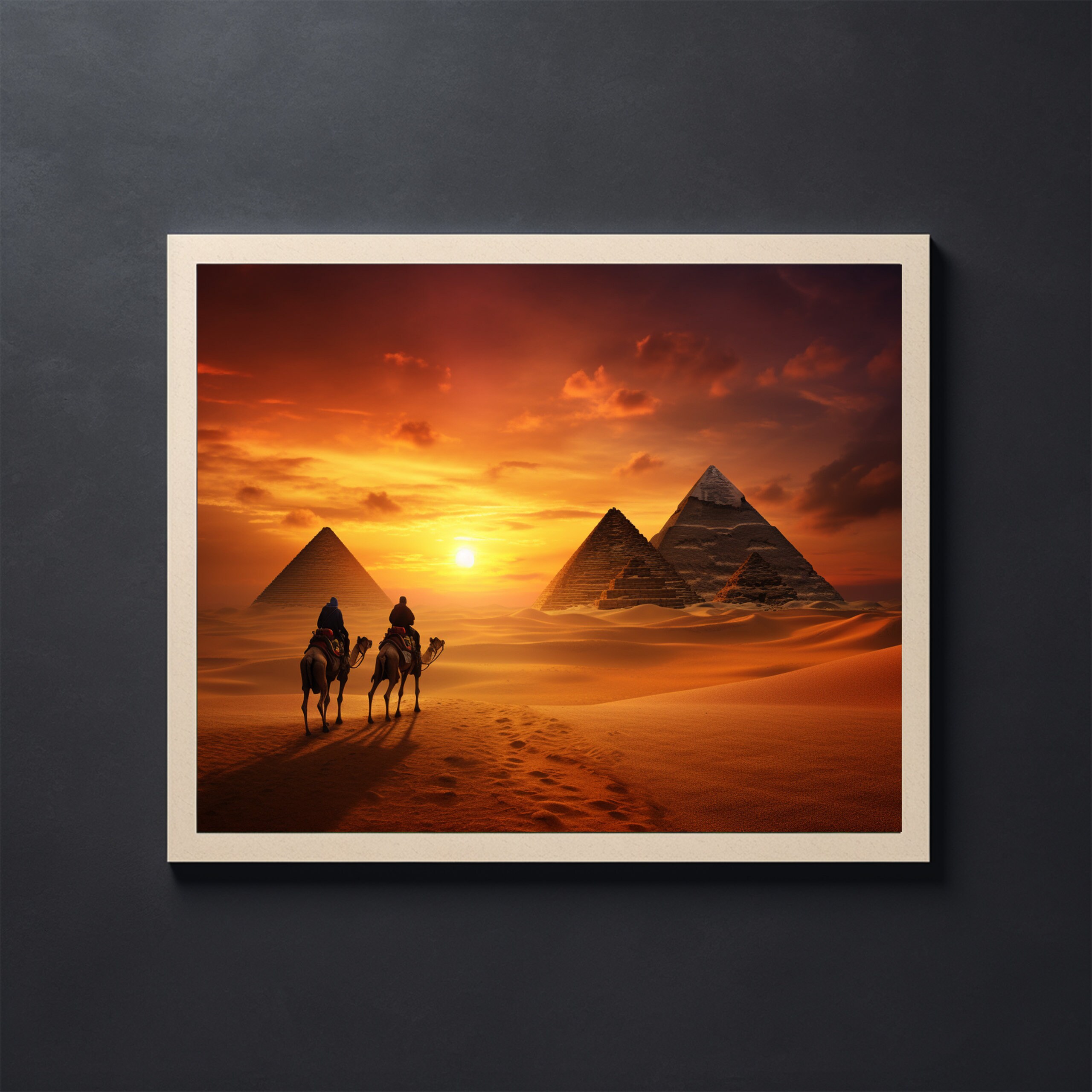 Pyramids of Giza Wall Art, Egypt Travel Poster, Giza Pyramid Print ...
