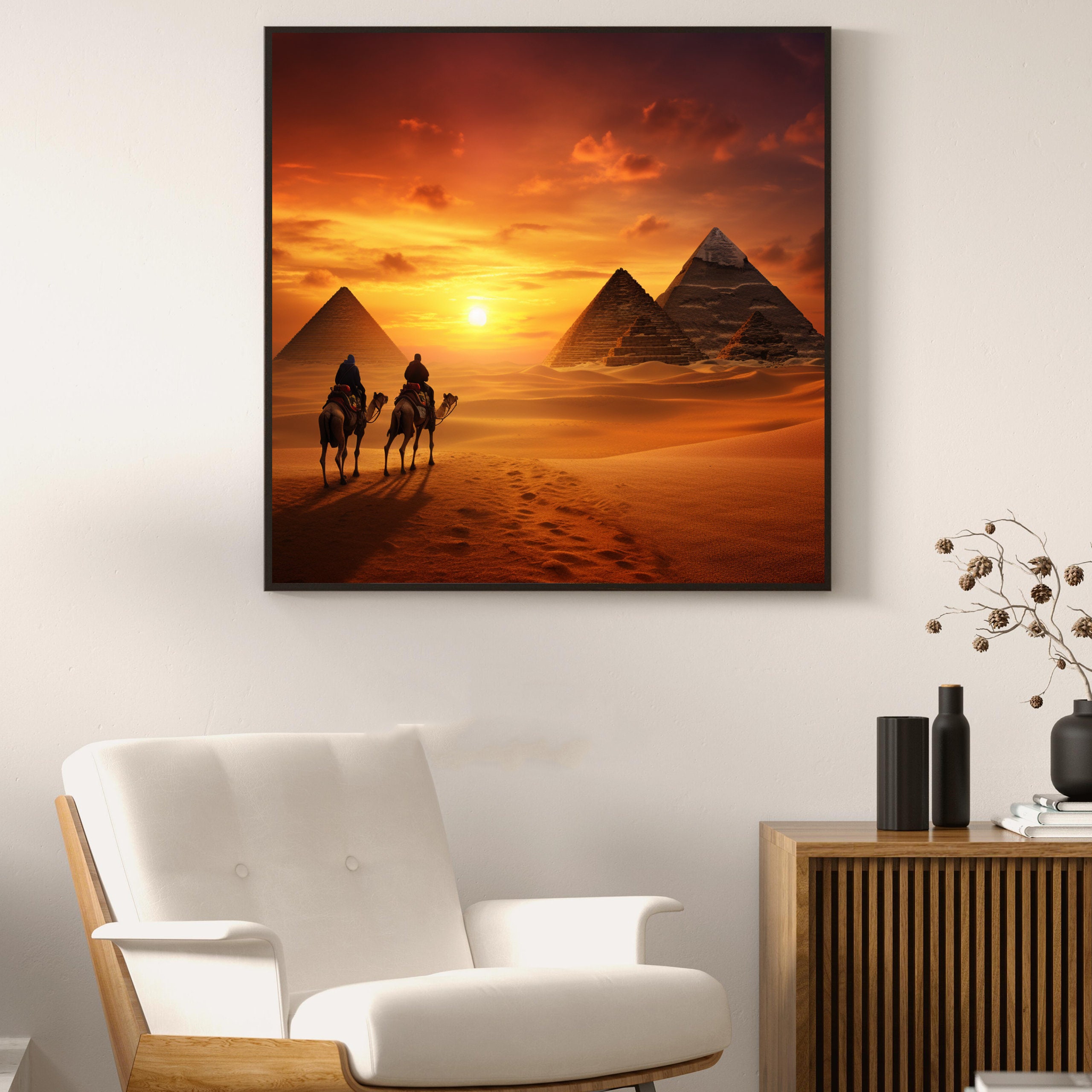 Pyramids of Giza Wall Art, Egypt Travel Poster, Giza Pyramid Print ...