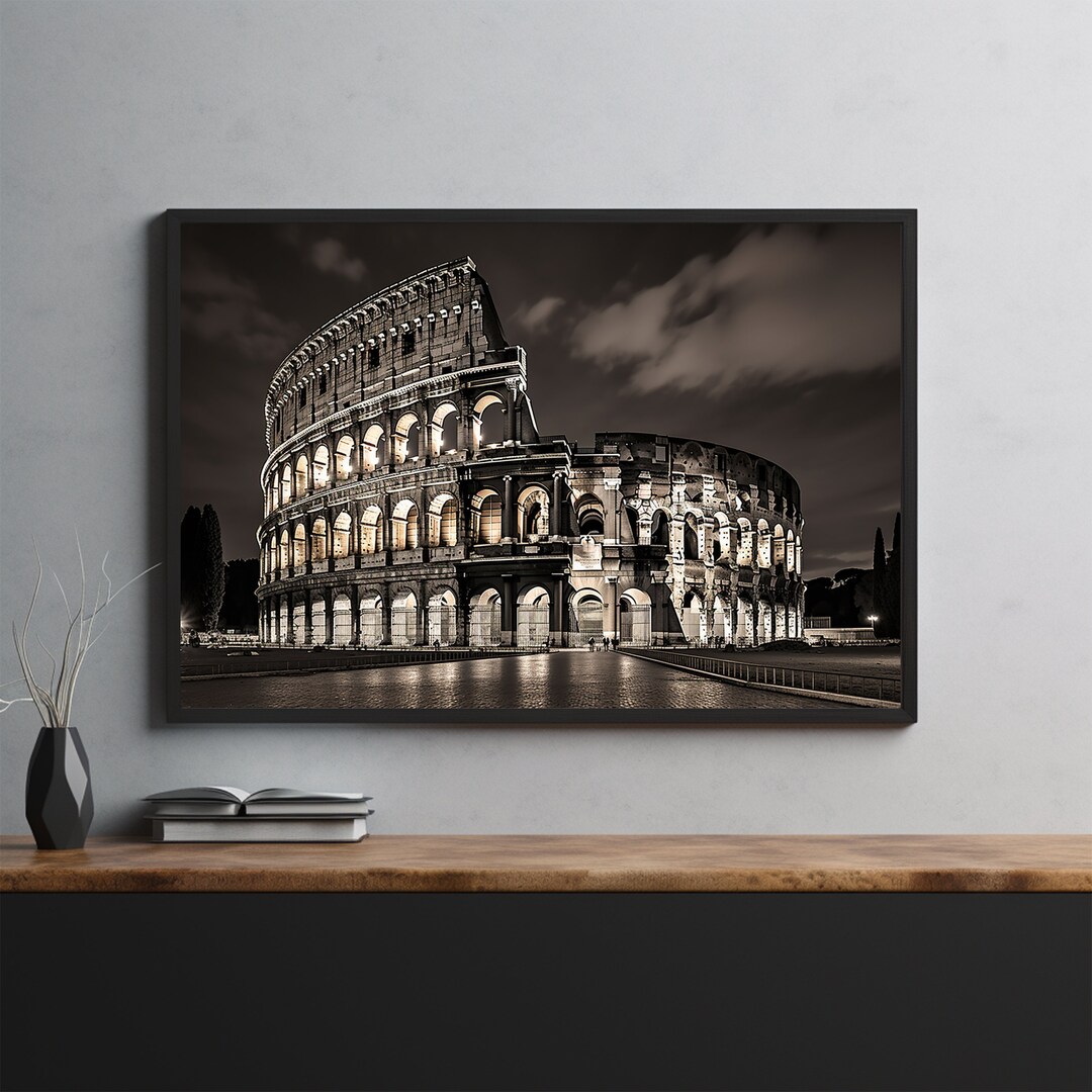 Rome Colosseum Wall Poster Art Design, Colosseum Rome Digital Poster ...
