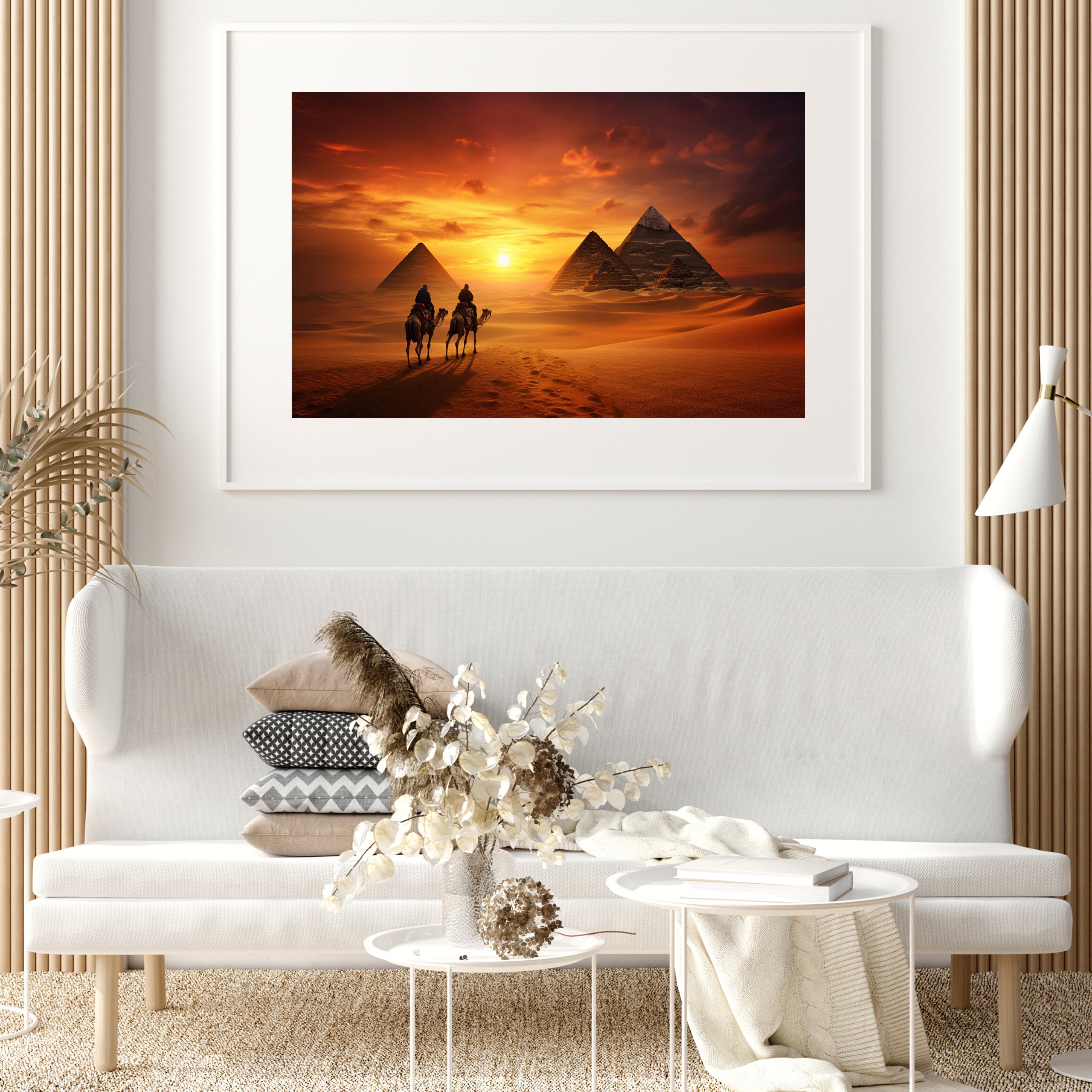 Pyramids of Giza Wall Art, Egypt Travel Poster, Giza Pyramid Print ...