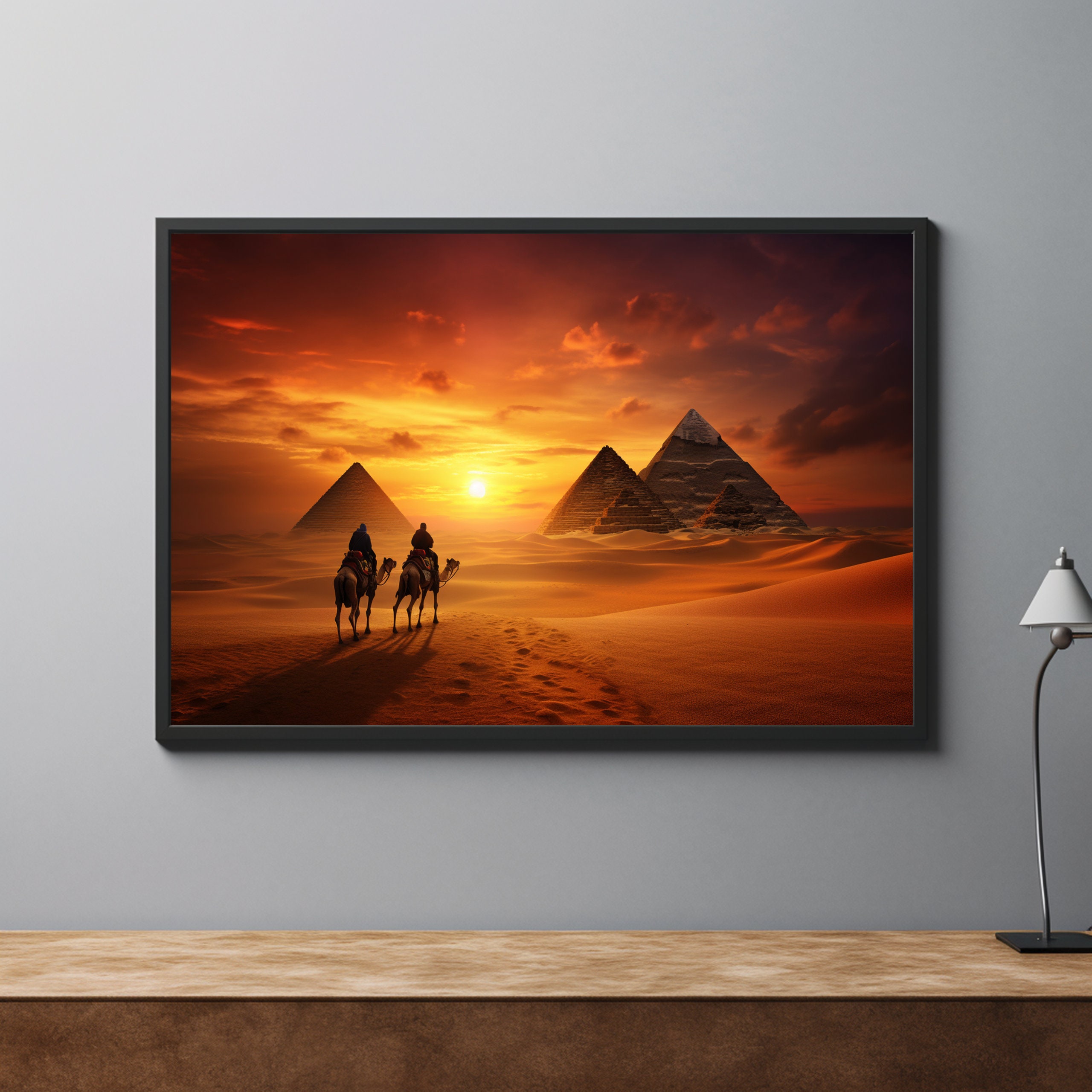 Pyramids of Giza Wall Art, Egypt Travel Poster, Giza Pyramid Print ...