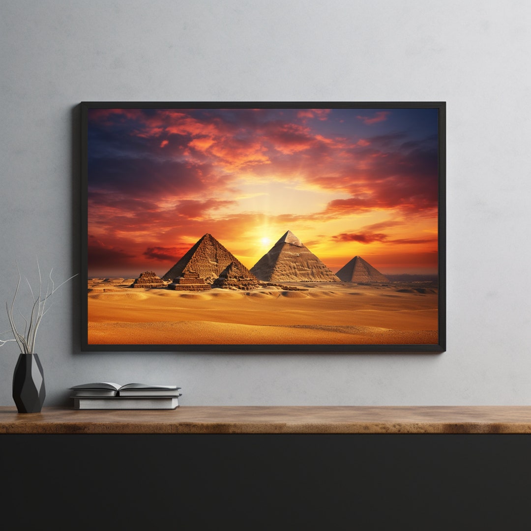 Pyramids of Giza Travel Poster, Pyramids Wall Art Print, Egypt Home ...
