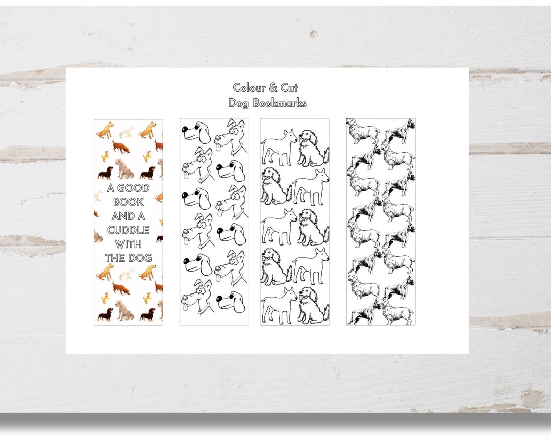 Coloring Bookmarks, Page Trackers, Dog Art Bookmarks, Instant Download ...