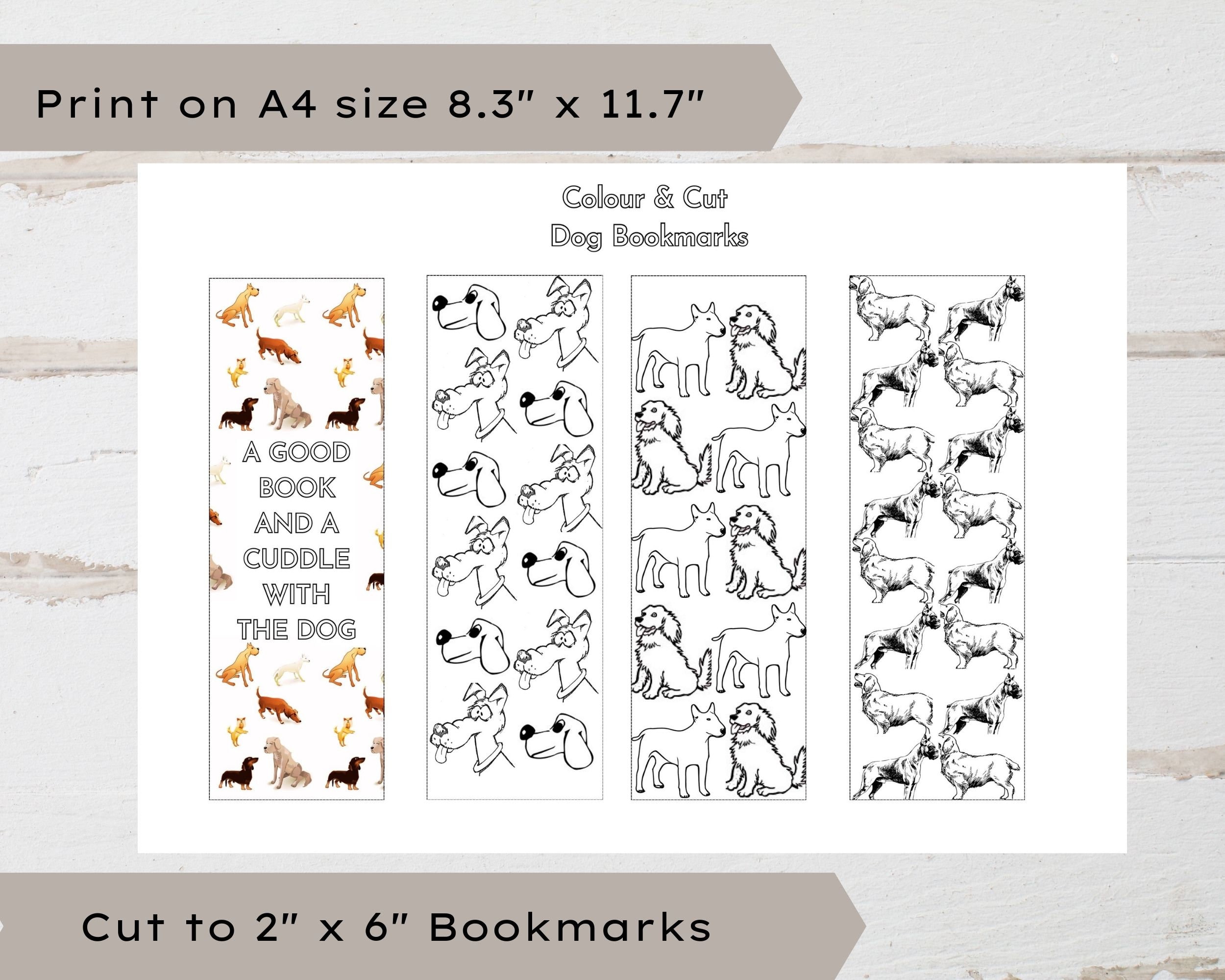Coloring Bookmarks, Page Trackers, Dog Art Bookmarks, Instant Download ...