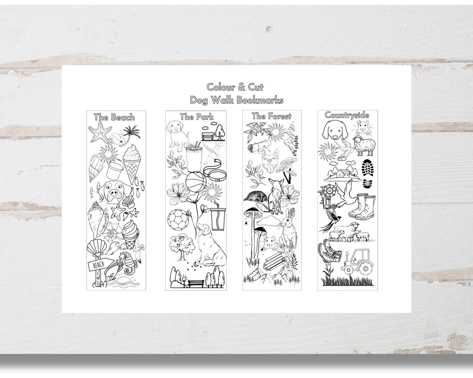 Printable Coloring Bookmarks, Printable Dog Walk Coloring Bookmarks ...