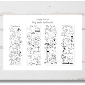 Printable Coloring Bookmarks, Printable Dog Walk Coloring Bookmarks ...