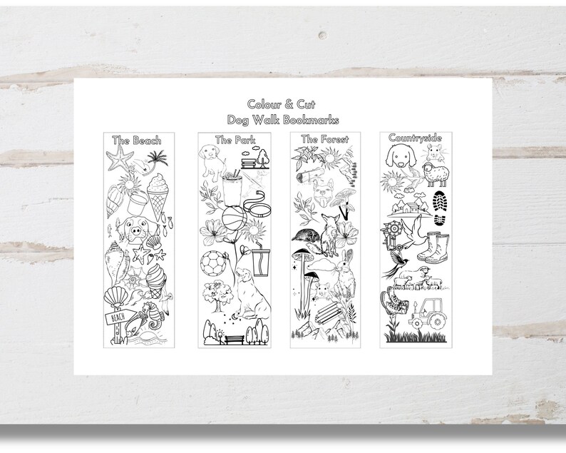 Printable Coloring Bookmarks, Printable Dog Walk Coloring Bookmarks ...