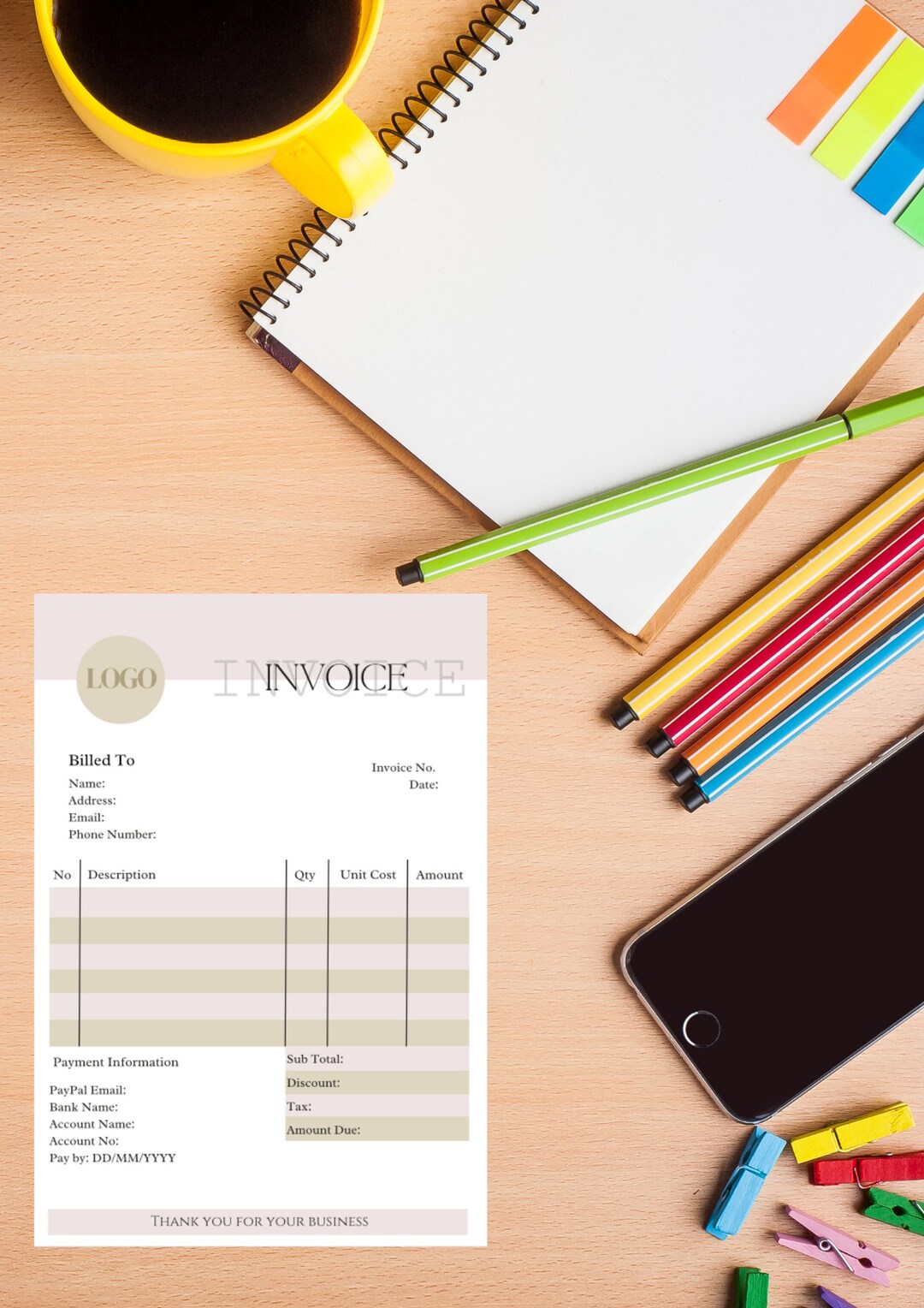 Invoice Template Modern and Professional Invoice Microsoft EXCEL and ...