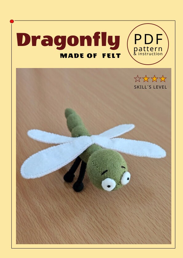 Felt Dragonfly PDF Pattern - PDF Sewing Pattern + Tutorial Step by Step ...