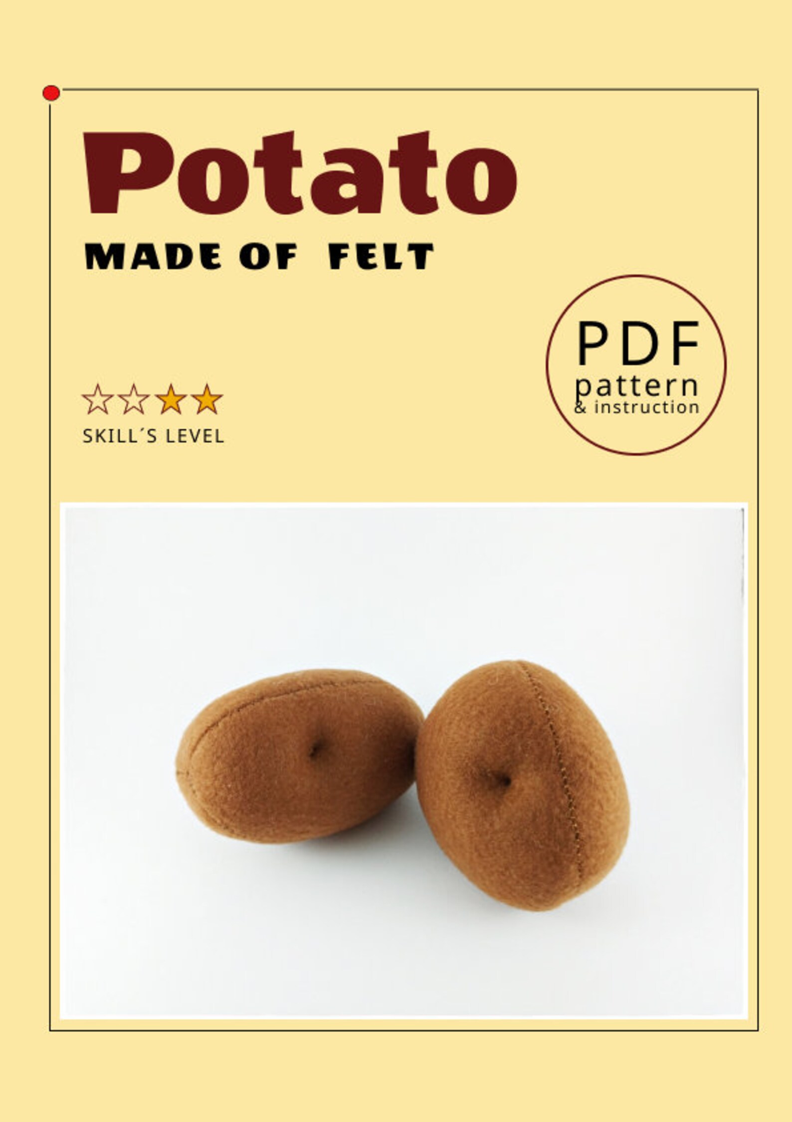 Felt Potato PDF Pattern - PDF Sewing Pattern + Tutorial Step by Step ...