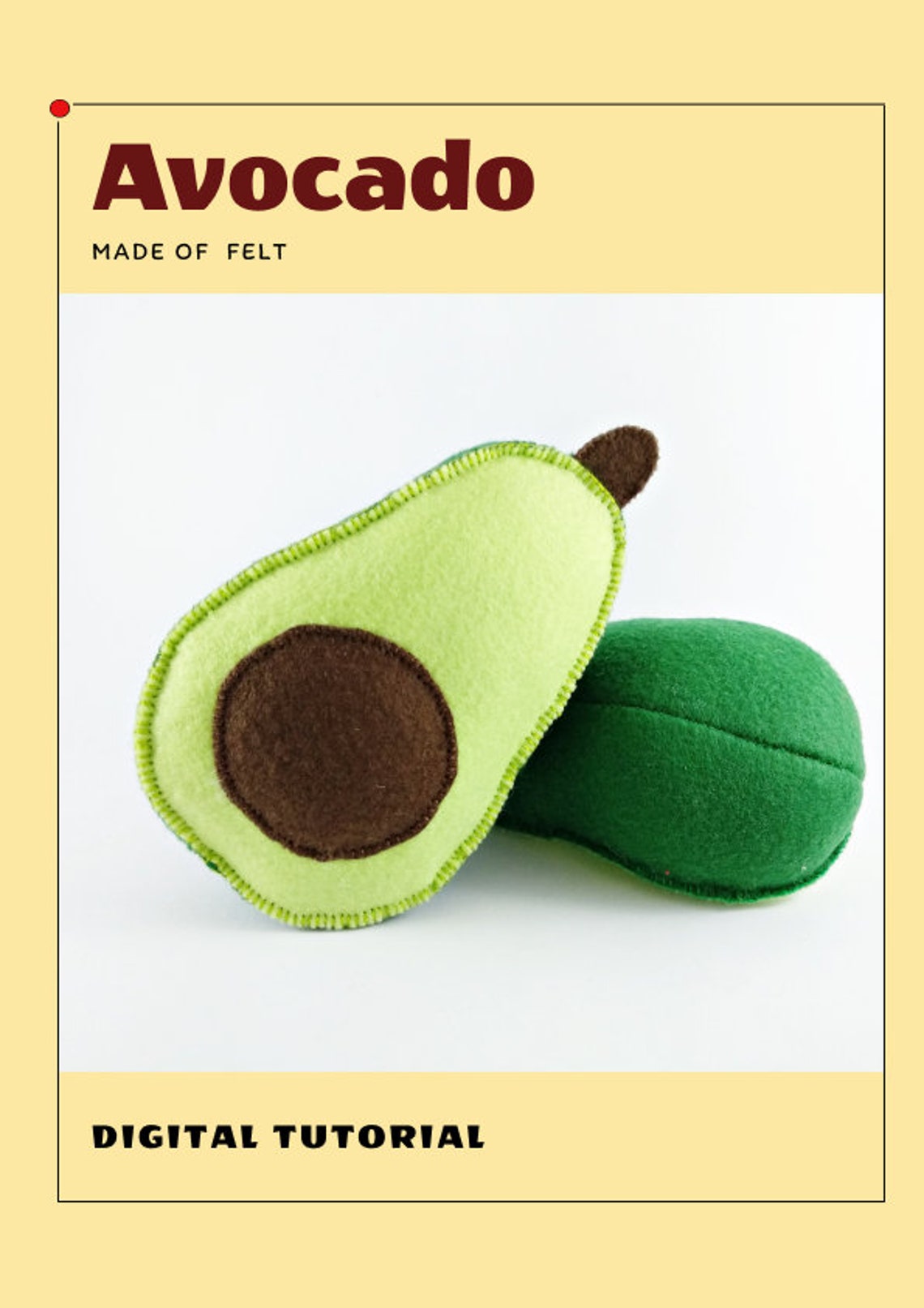 Felt Avocado PDF Pattern Sewing Pattern Tutorial Step by Step ...