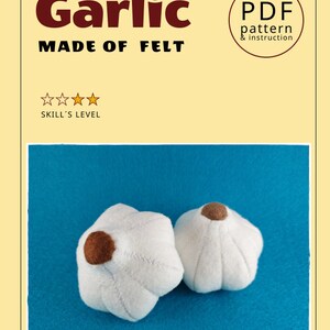Felt Garlic PDF Pattern - PDF Sewing Pattern + Tutorial Step by Step - Play Food in Real Size - Etsy