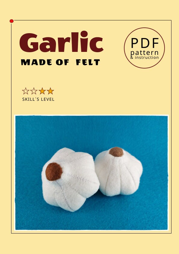 Felt Garlic PDF Pattern - PDF Sewing Pattern + Tutorial Step by Step - Play Food in Real Size - Etsy