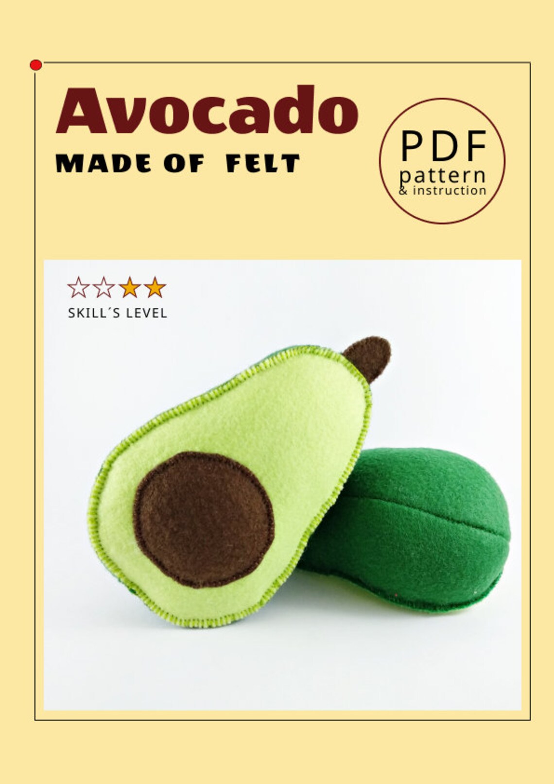Felt Avocado PDF Pattern - Sewing Pattern + Tutorial Step by Step ...