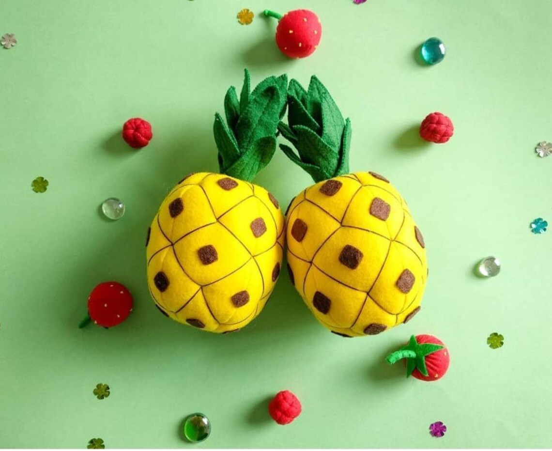 Felt Pineapple PDF Pattern - PDF Sewing Pattern + Tutorial Step by Step - Play Food in Real Size ...