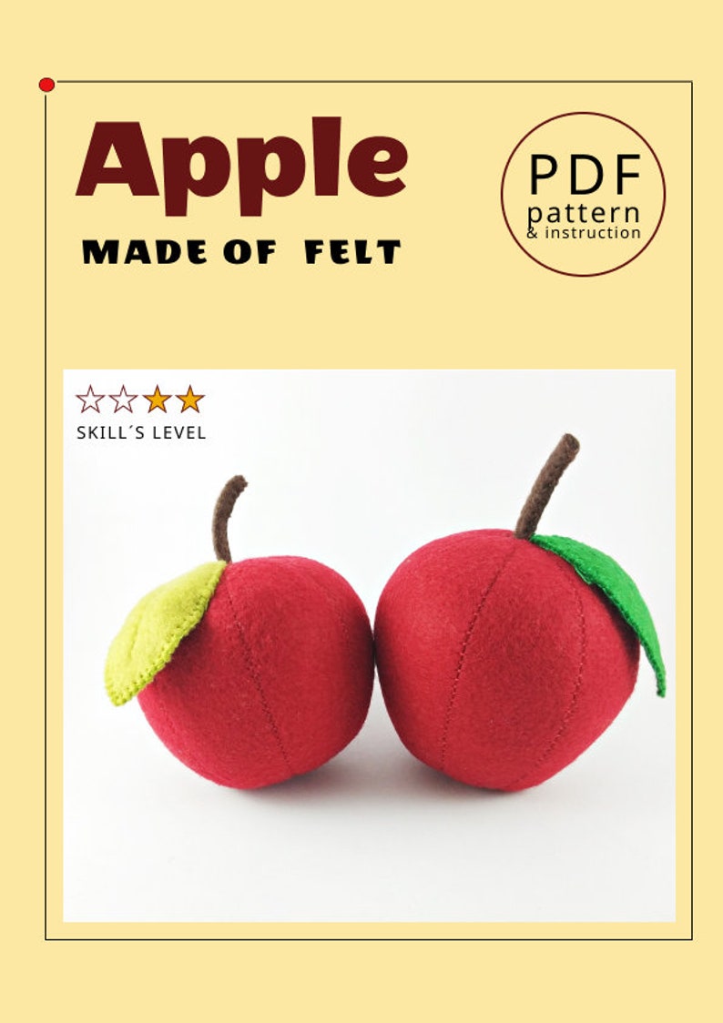 Felt Apple PDF Pattern PDF Sewing Pattern Tutorial Step by Step Play ...