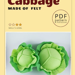 Felt Cabbage PDF Pattern - PDF Sewing Pattern + Tutorial Step by Step - Play Food in Real Size ...