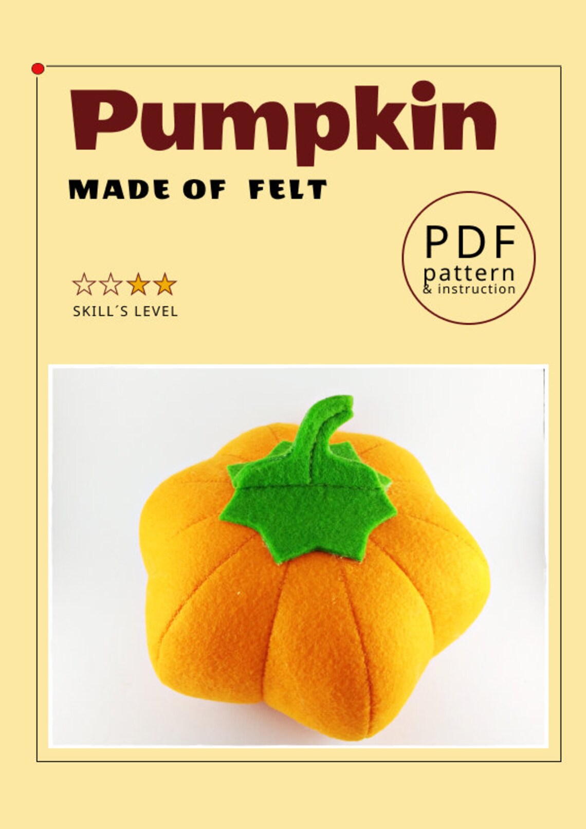 Felt Pumpkin PDF Pattern - PDF Sewing Pattern + Tutorial Step by Step ...