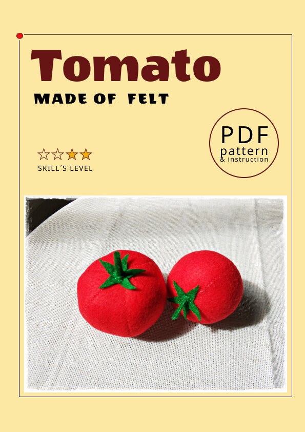 Felt Tomato PDF Pattern - PDF Sewing Pattern + Tutorial Step by Step - Play Food in Real Size - Etsy
