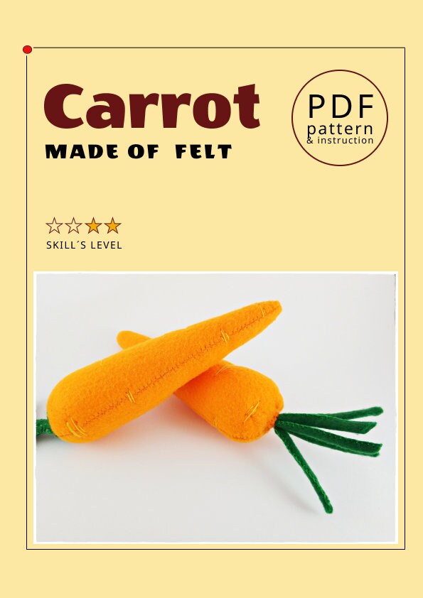 Felt Carrot PDF Pattern PDF Sewing Pattern Tutorial Step by Step Play ...