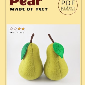 Felt Pear PDF Pattern - PDF Sewing Pattern + Tutorial Step by Step ...