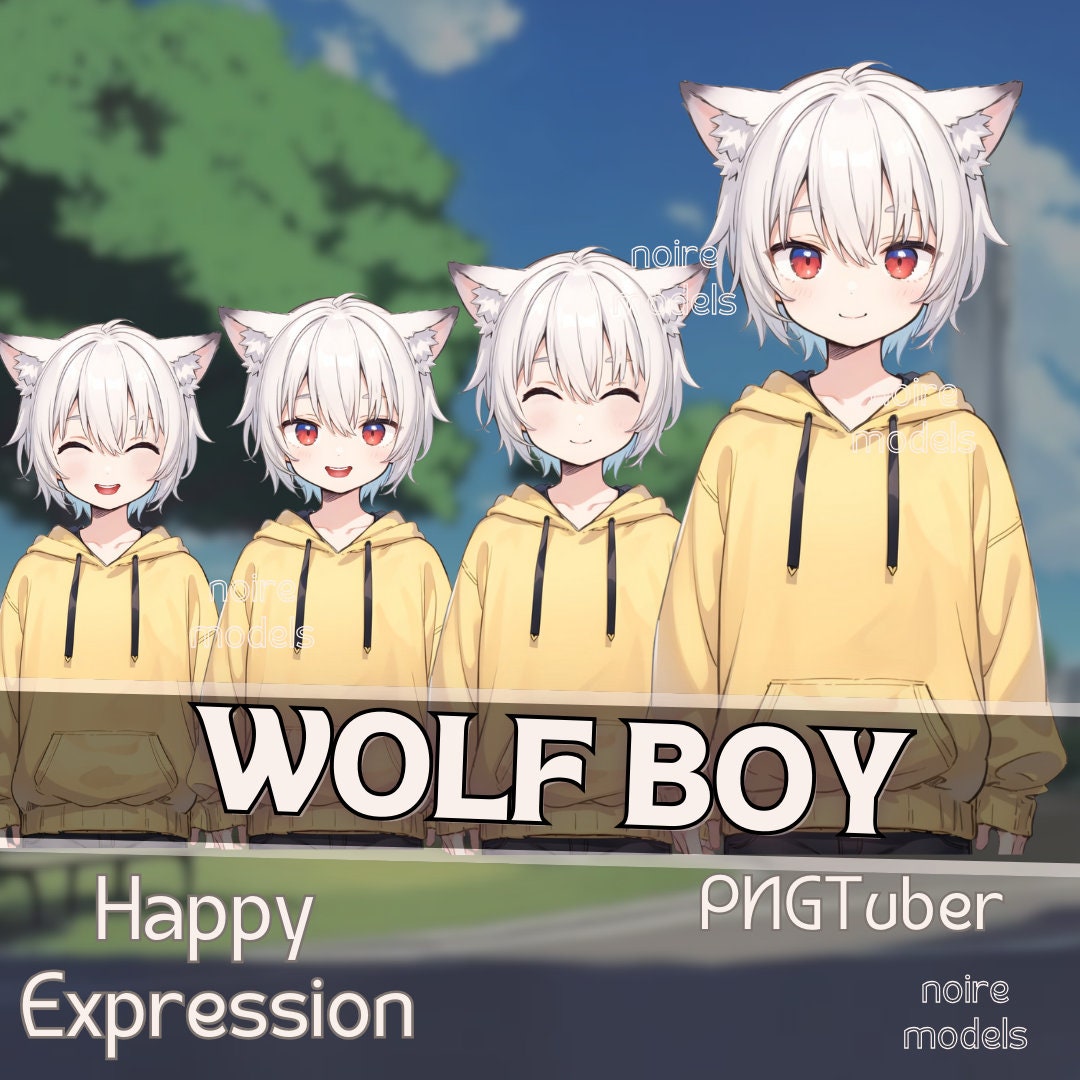 Wolf Boy Pngtuber | 2 Expressions | Male Pngtuber Model | Premade | 2D ...
