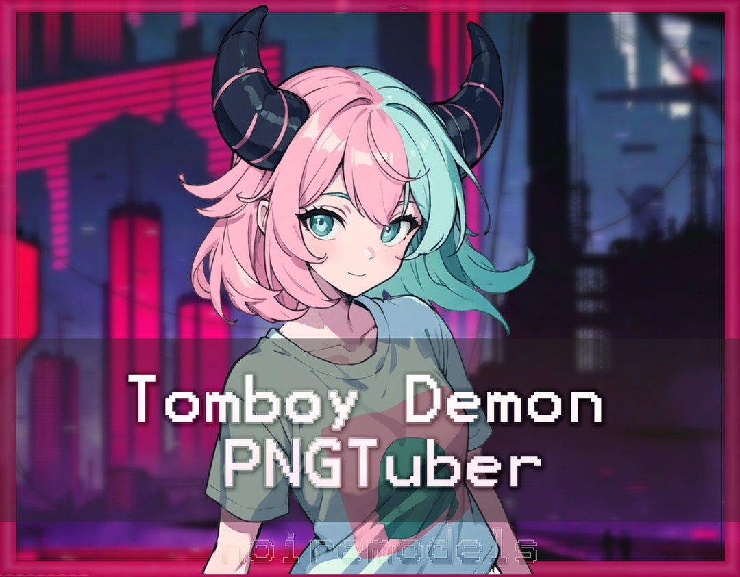 Cute Tomboy Demon Girl Pngtuber - Ready to Use - Premade Vtuber - 2D ...