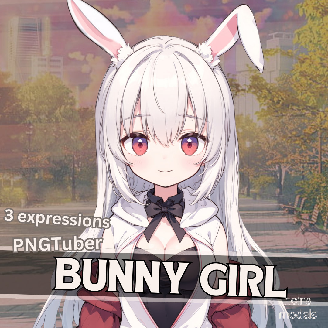 Cute Bunny Girl Pngtuber | White Hair Red Eyes | Veadotube Pngtuber ...